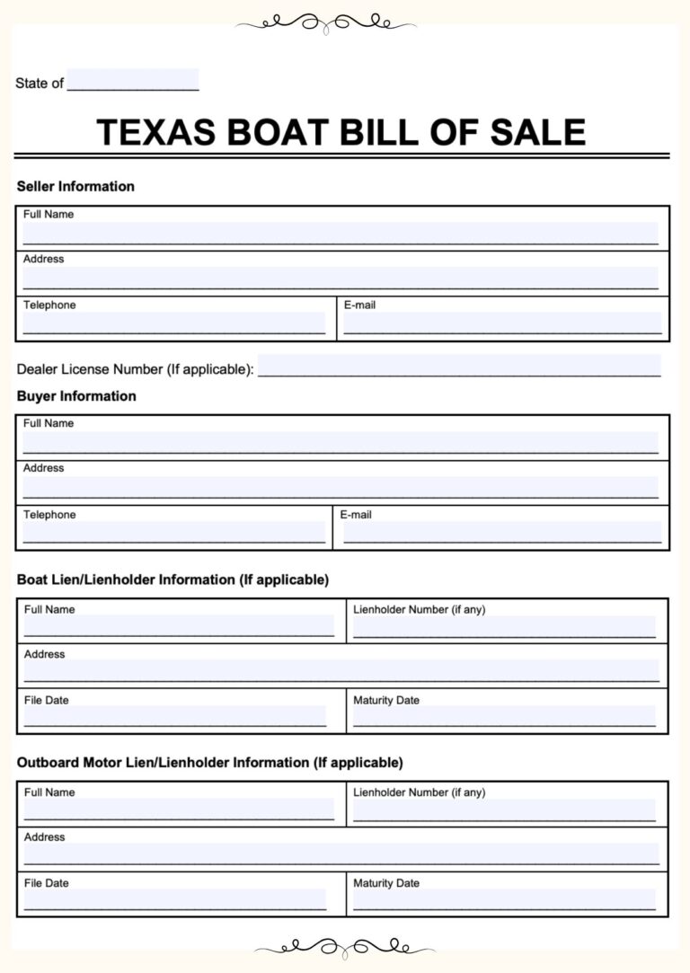 Free Texas Bill of Sale PDF [Printable, Templates] - Bill of Sale Texas ...