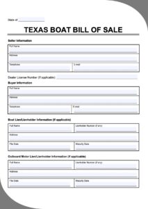 Free Texas Boat Bill of Sale [Printable Templates, PDF] - Bill of Sale ...