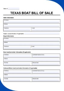 Free Texas Boat Bill of Sale [Printable Templates, PDF] - Bill of Sale ...